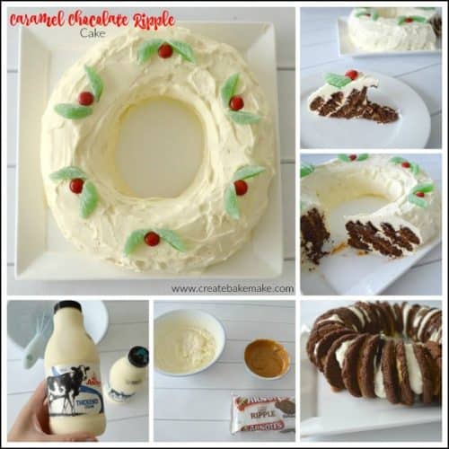 Caramel Chocolate Ripple Cake Christmas Wreath - Create Bake Make